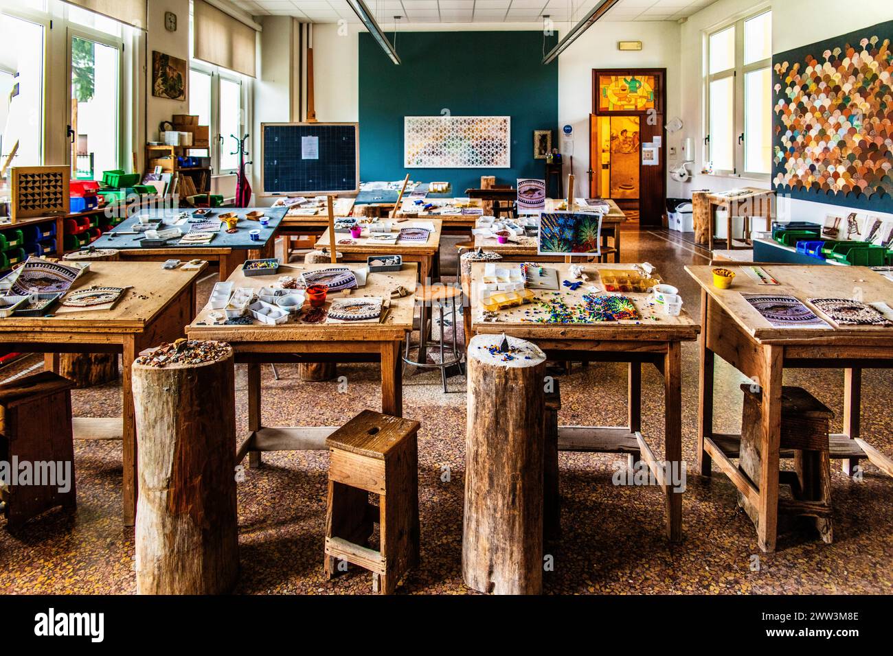 Training room, mosaic school that produces mosaic masters, Spilimbergo ...
