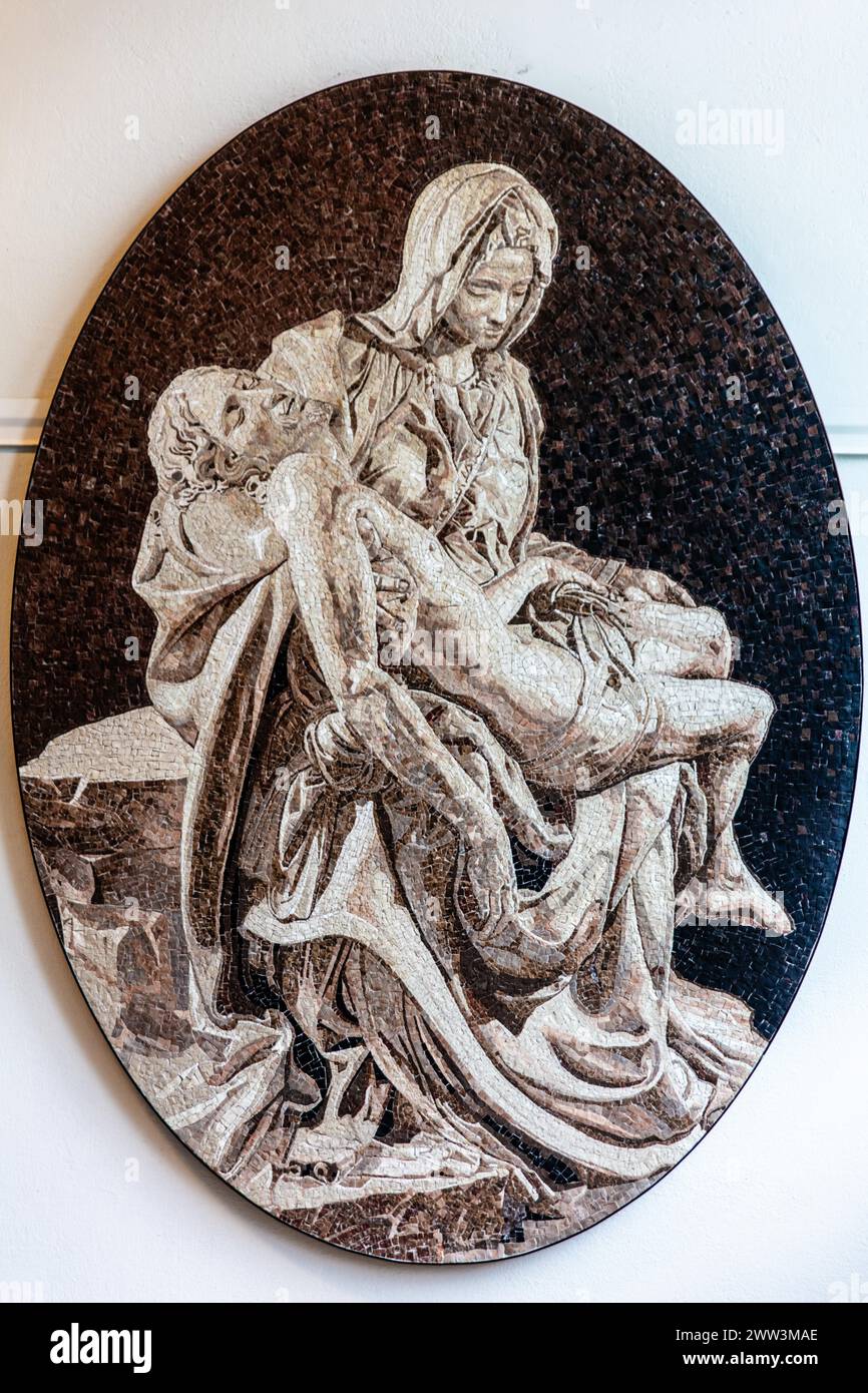 Pieta, homage to Michelangelo, St Peter's Basilica in Rome, mosaic ...