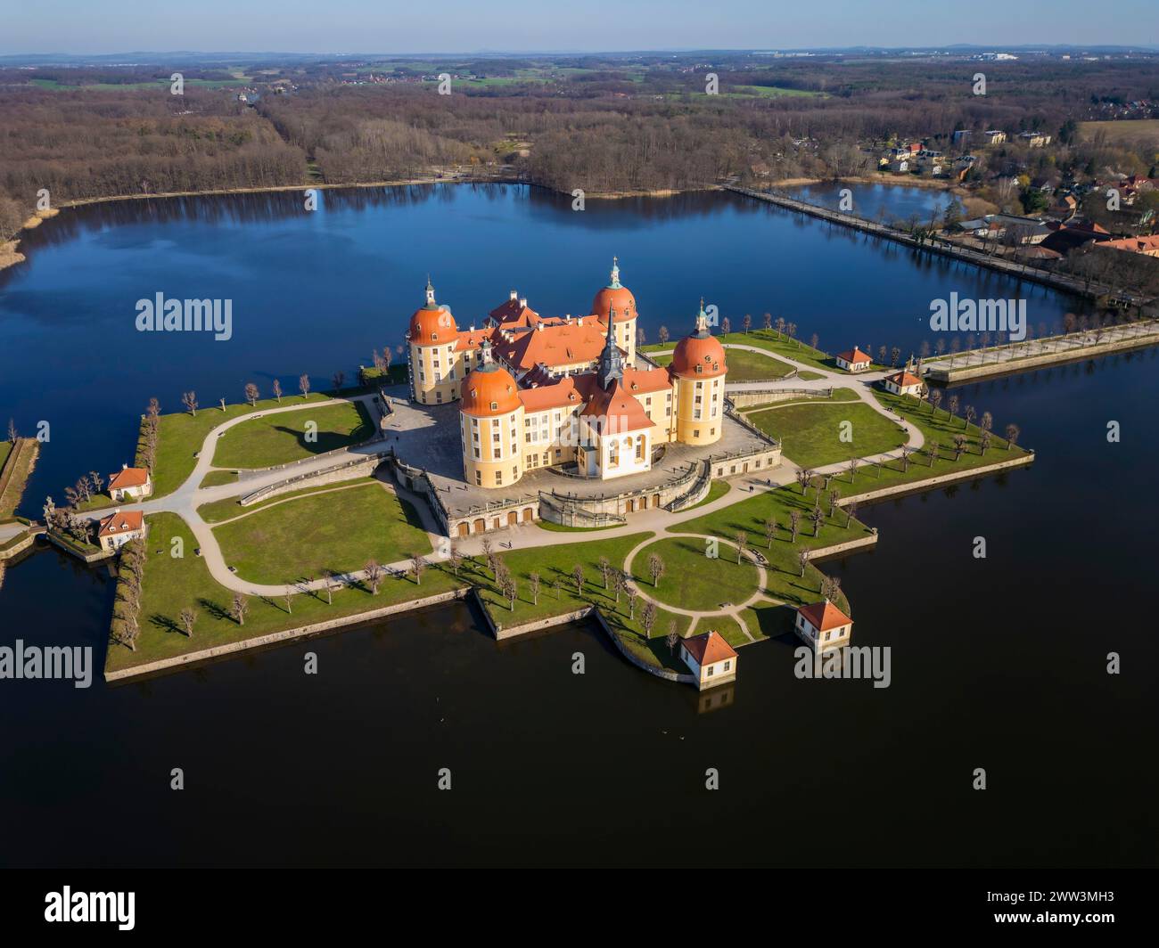 Moritzburg Castle is located in the municipality of Moritzburg near ...
