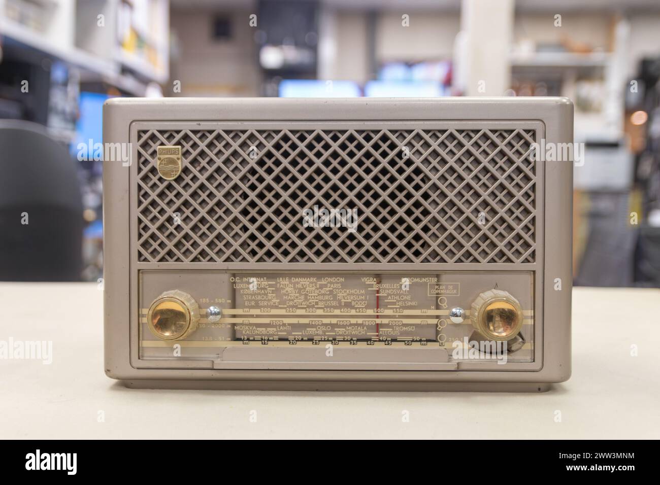 The Hague, the Netherlands - February 17 2024: retro Philips radio in ...