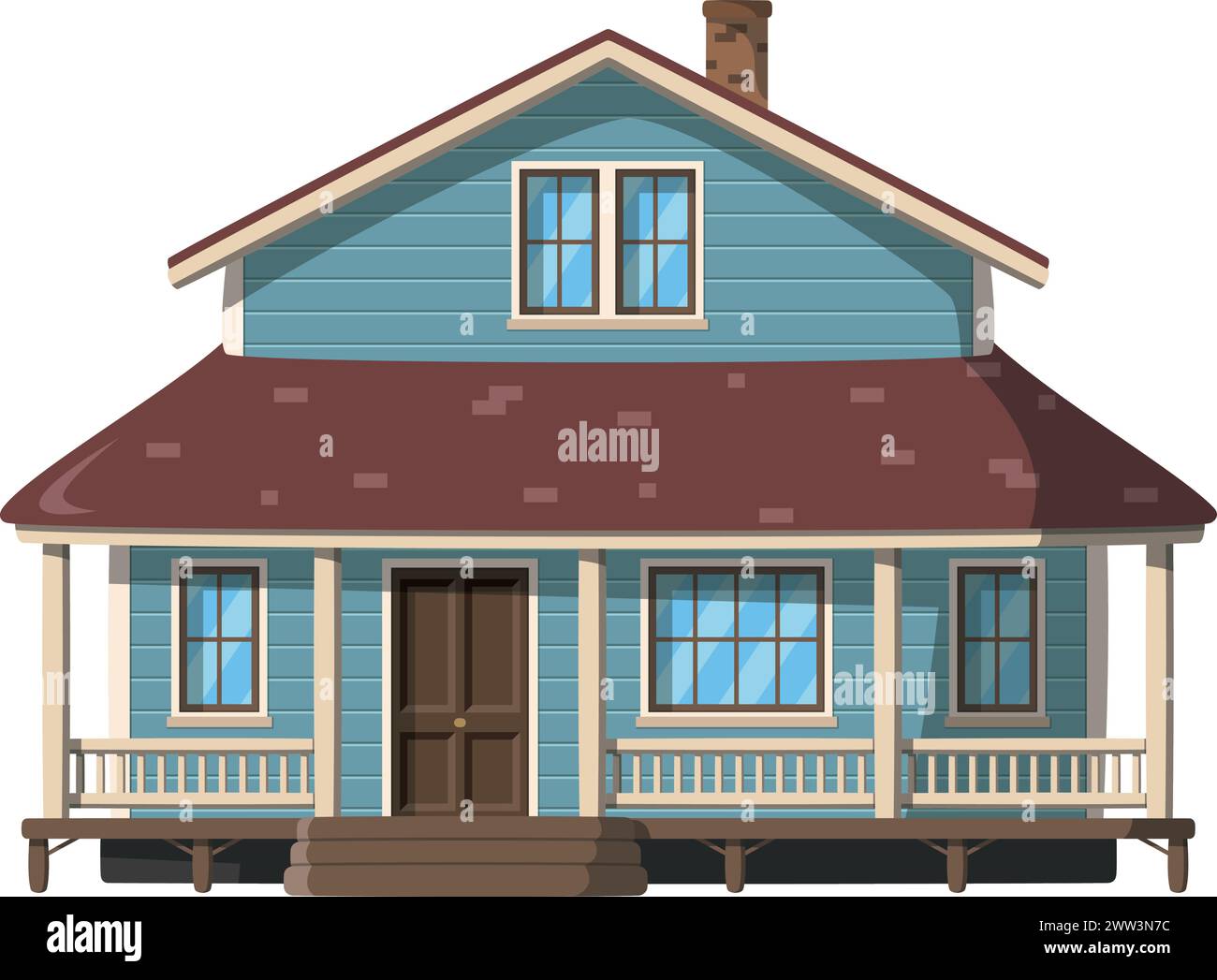 Vector illustration of a traditional USA Ranch in cartoon style ...