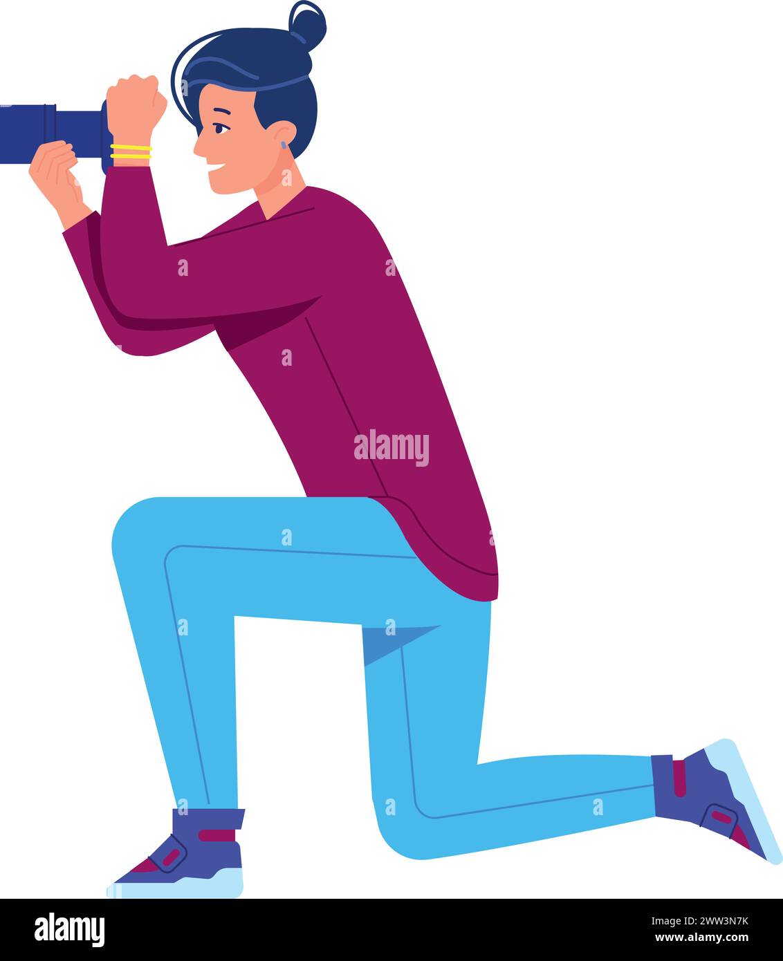 Female photographer shooting with camera. Professional photo isolated ...