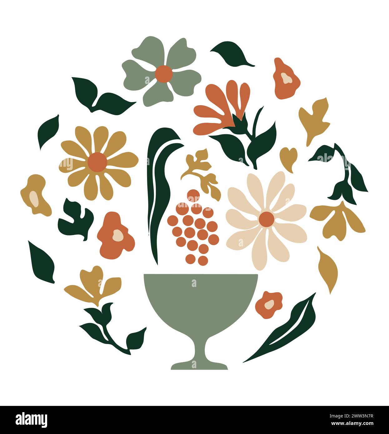 Set of hand drawn floral abstract design elements Stock Vector Image ...