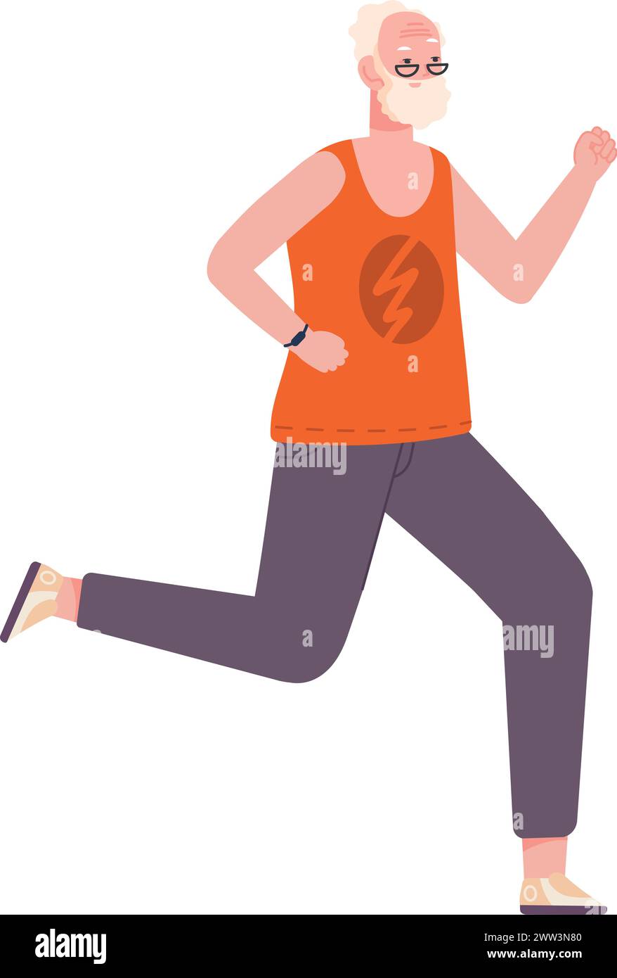 Running old man. Healthy senior lifestyle. Grandfather training ...