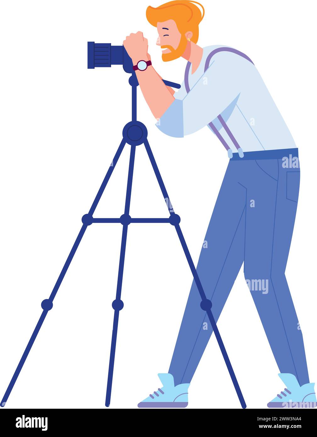 Male photographer with professional camera. Photo shooting session ...