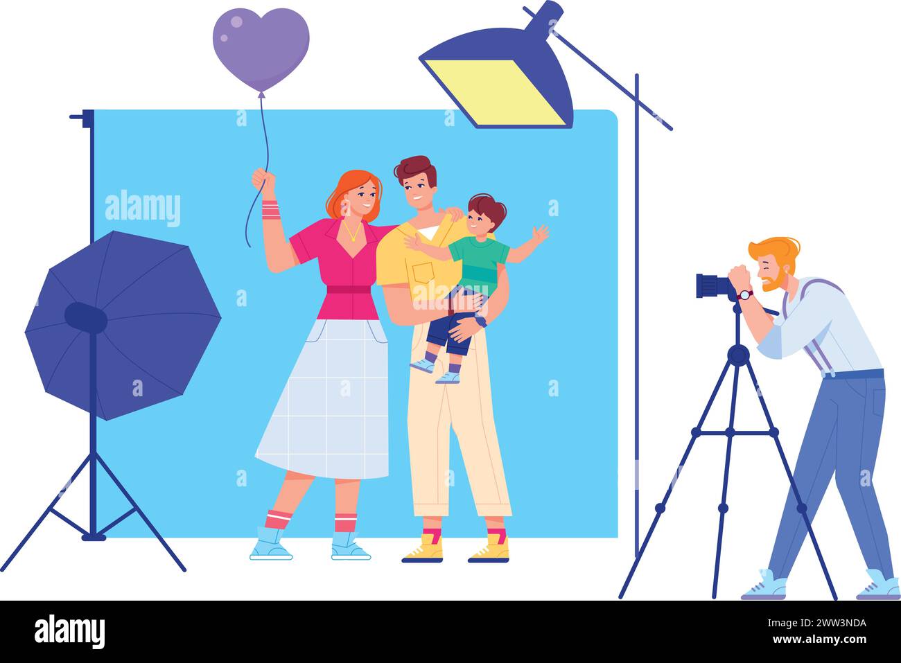 Family photo shoot. Professional photograph studio session isolated on ...