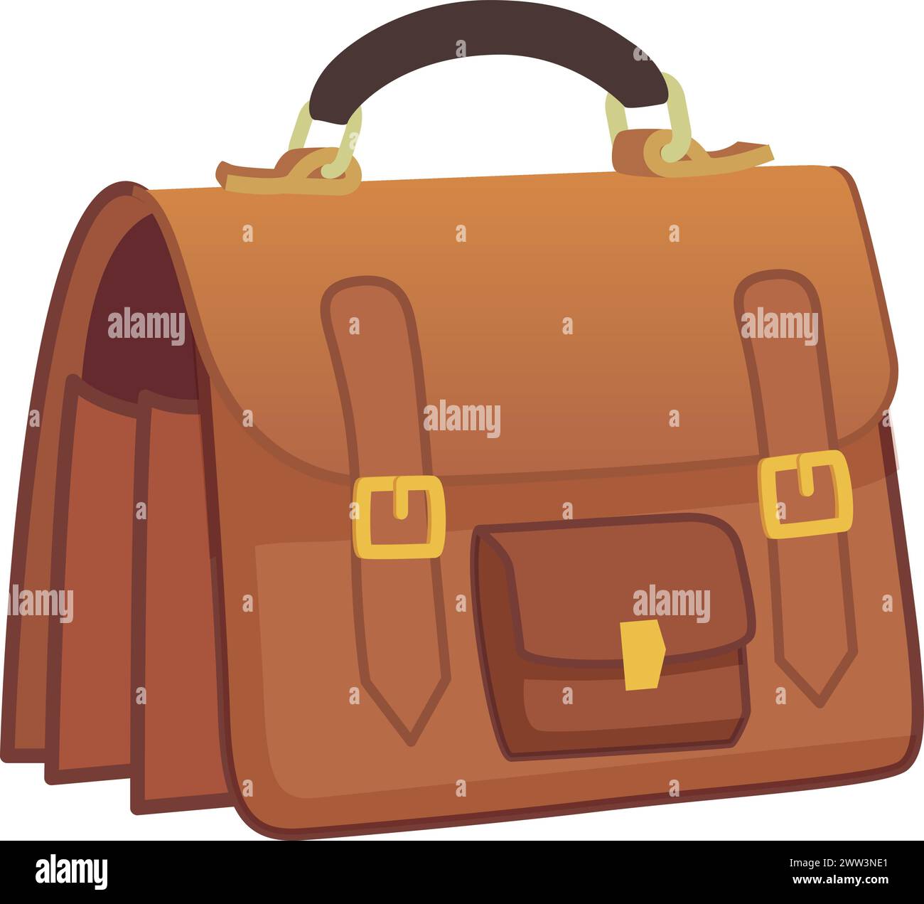 Briefcase cartoon icon. Retro male leather bag isolated on white ...