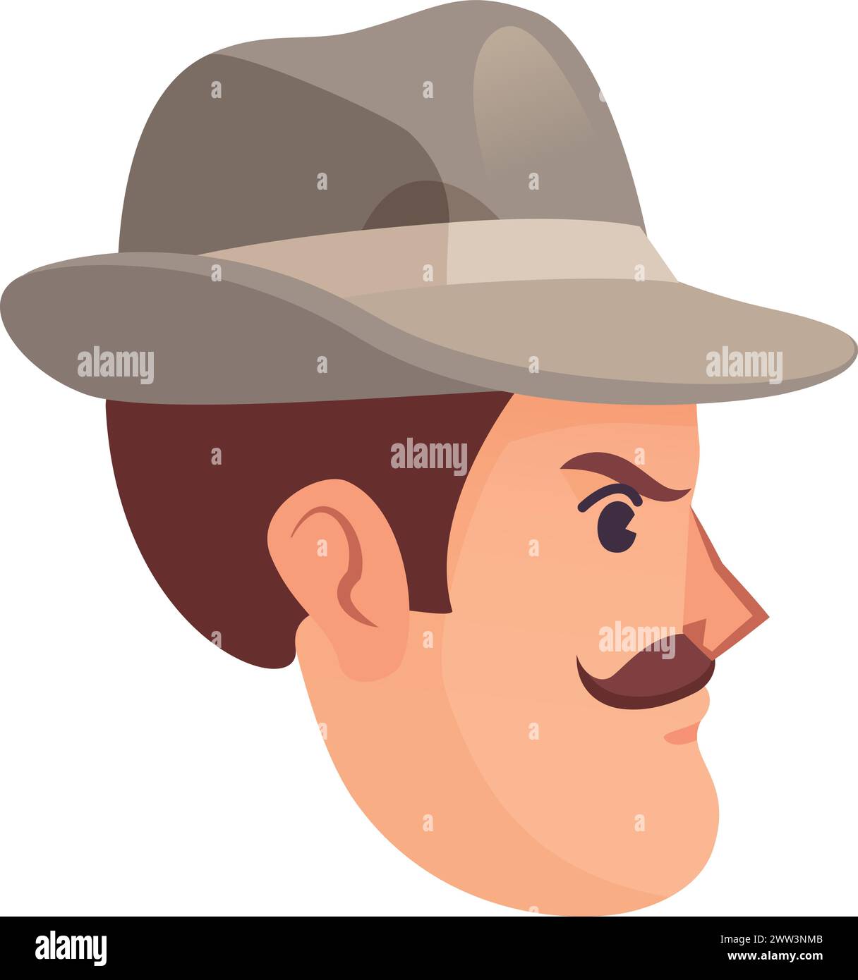 Detective head side view. Retro cartoon avatar isolated on white ...