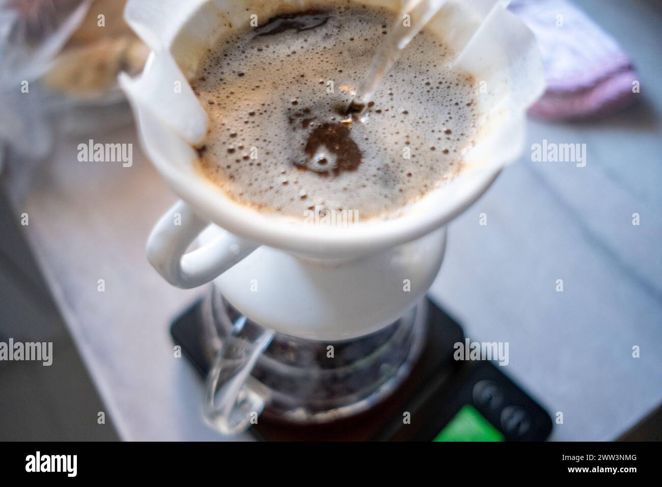brewing coffee with the v60 method Stock Photo - Alamy