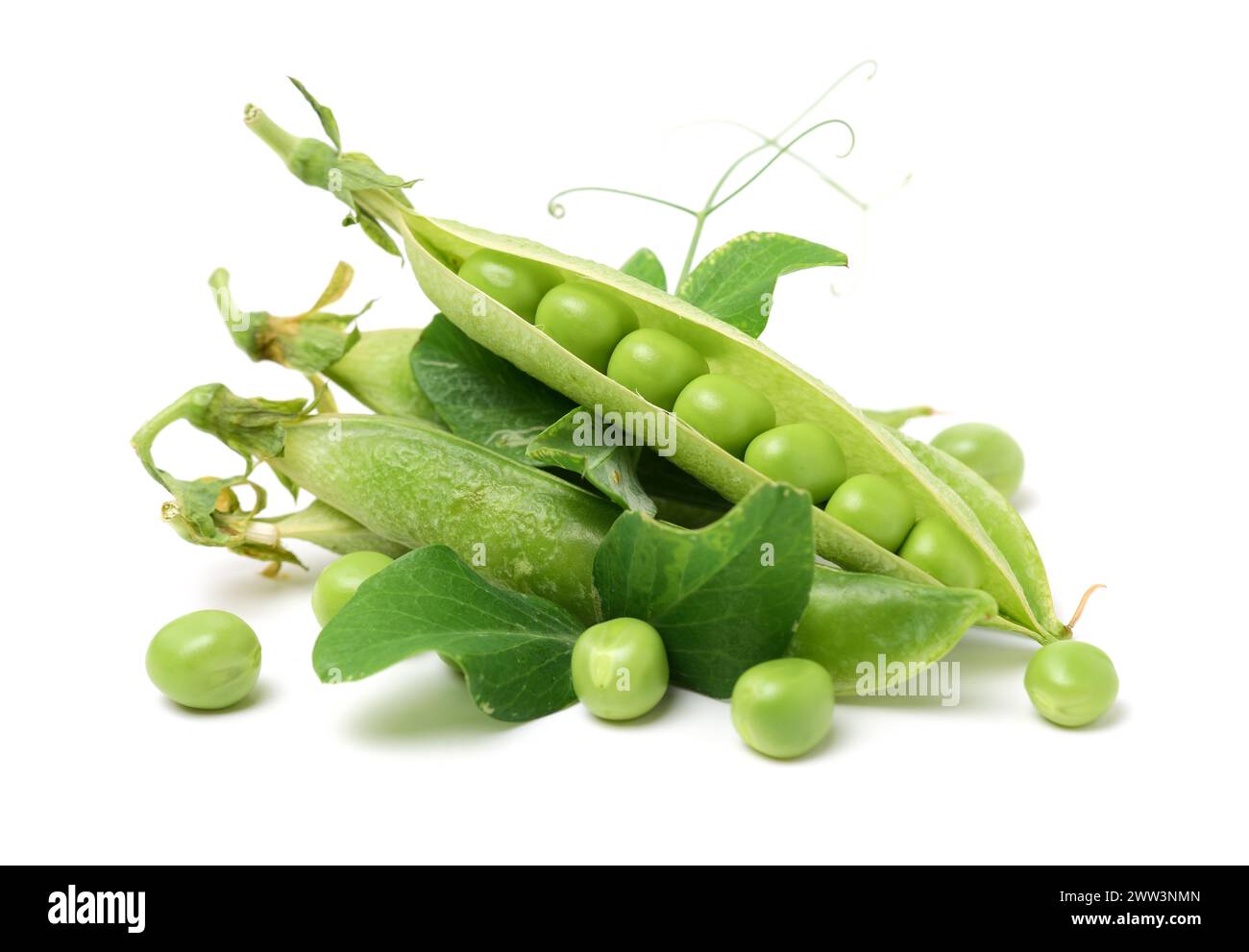 Fresh peas isolated on white background Stock Photo - Alamy