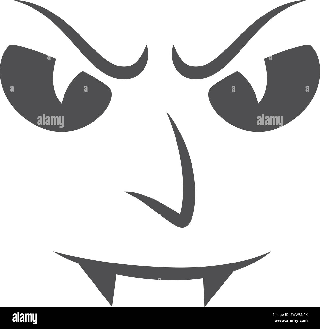 Evil goblin monster face stencil. Demon template isolated on white ...