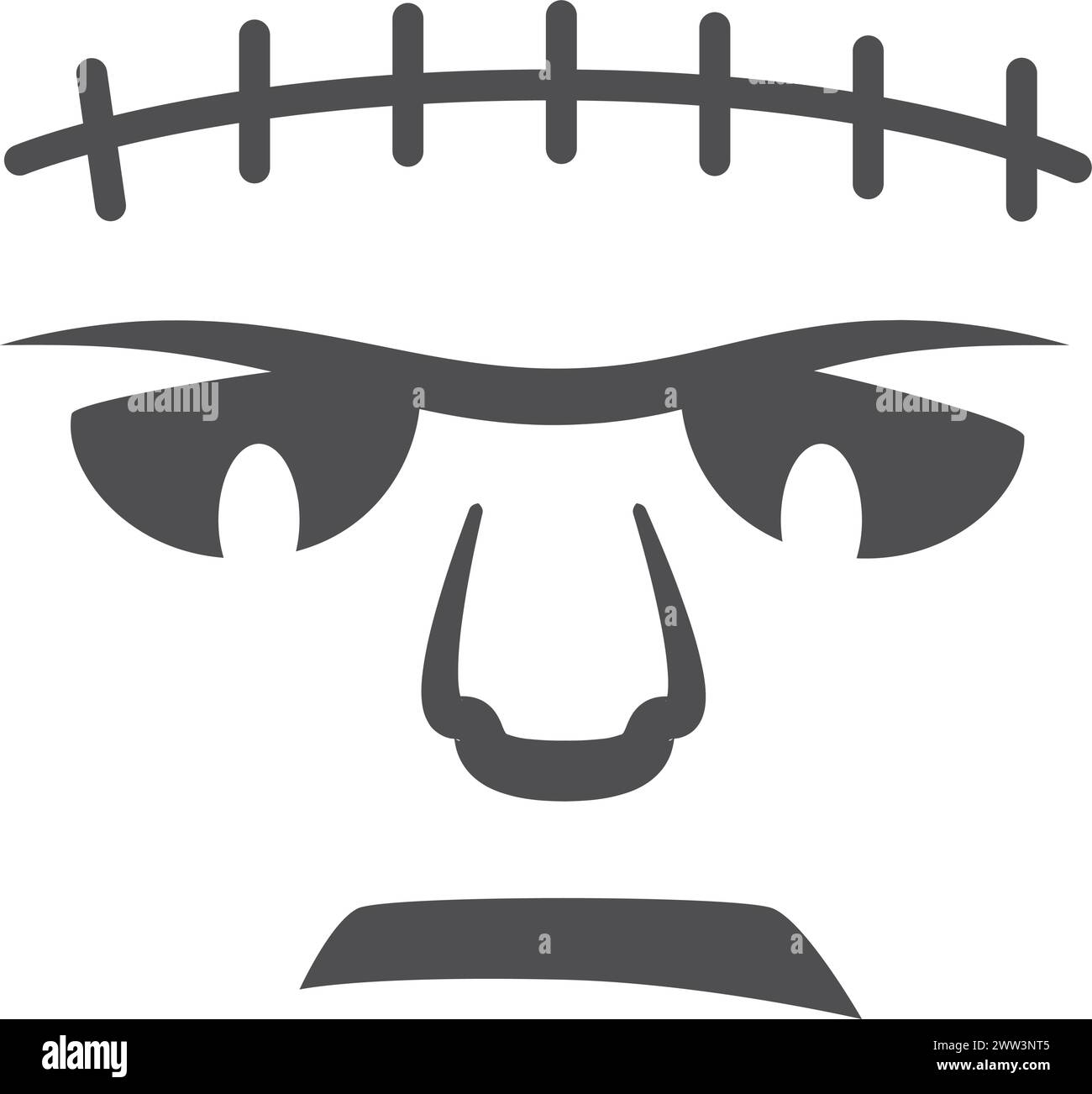 Monster face template. Black spooky stencil. Horror icon isolated on ...