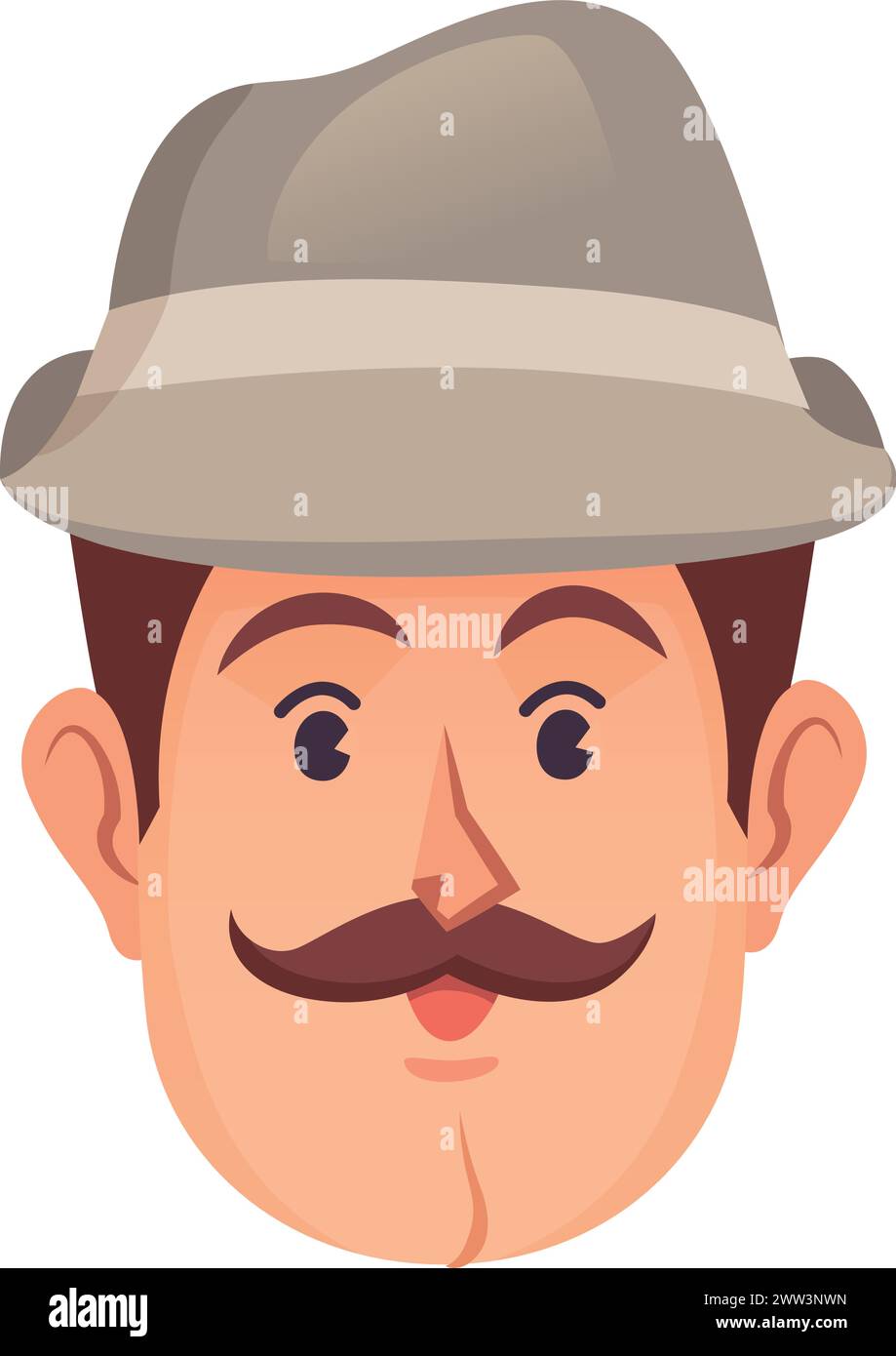 Funny detective portrait. Retro male cartoon character isolated on ...