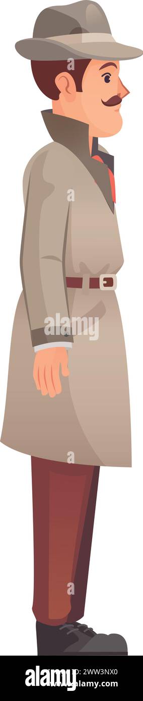 Private investigator in retro cartoon style. Character side view ...