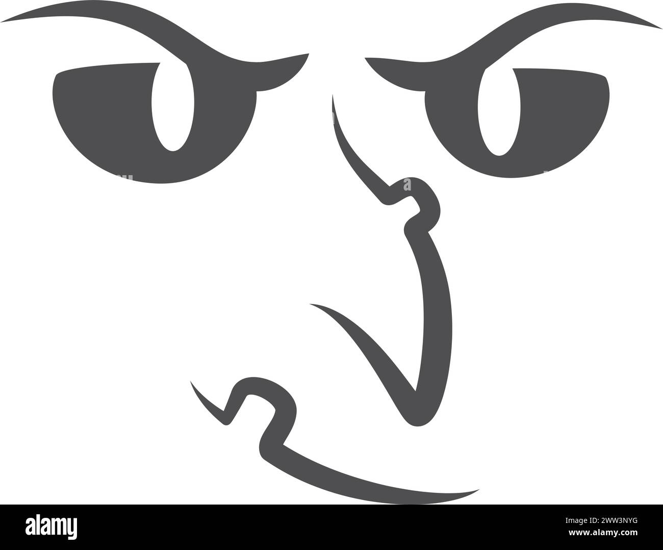 Evil face silhouette. Scary goblin. Monster smile isolated on white ...