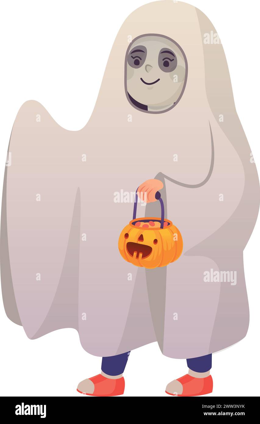 Ghost costume kid. Halloween traditional child outfit isolated on white ...