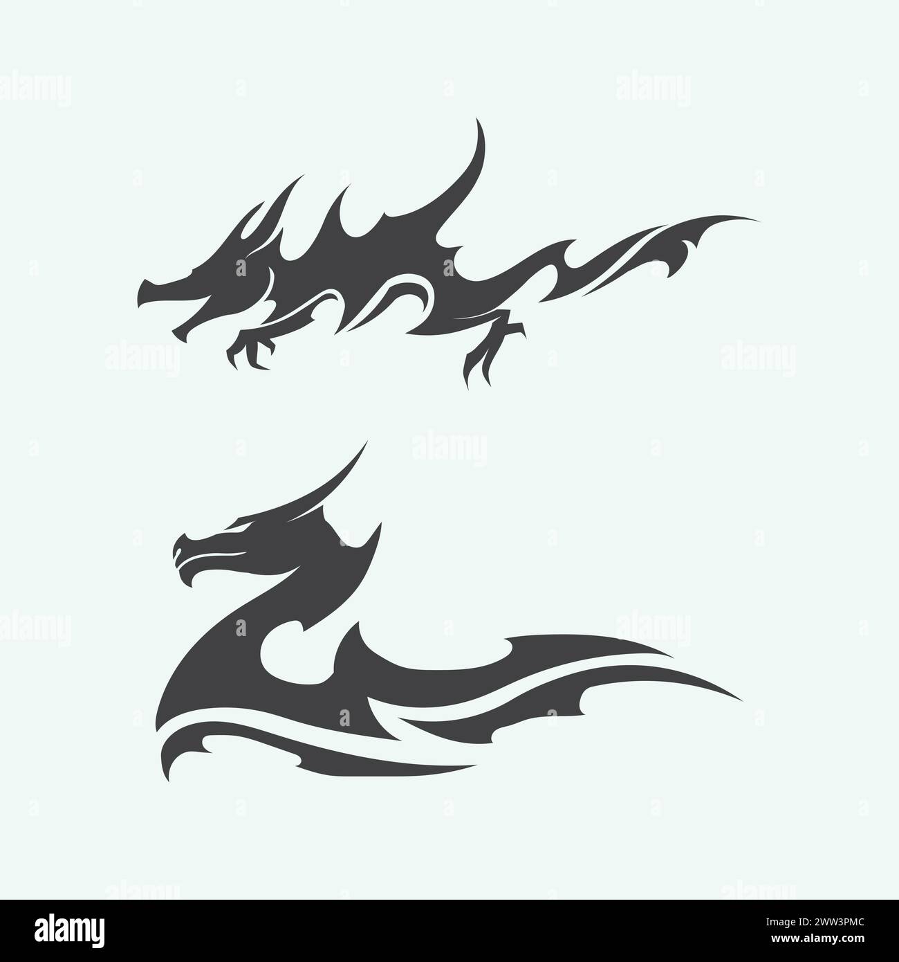 Dragon and snake vector icon illustration design logo template Stock Vector Image & Art - Alamy