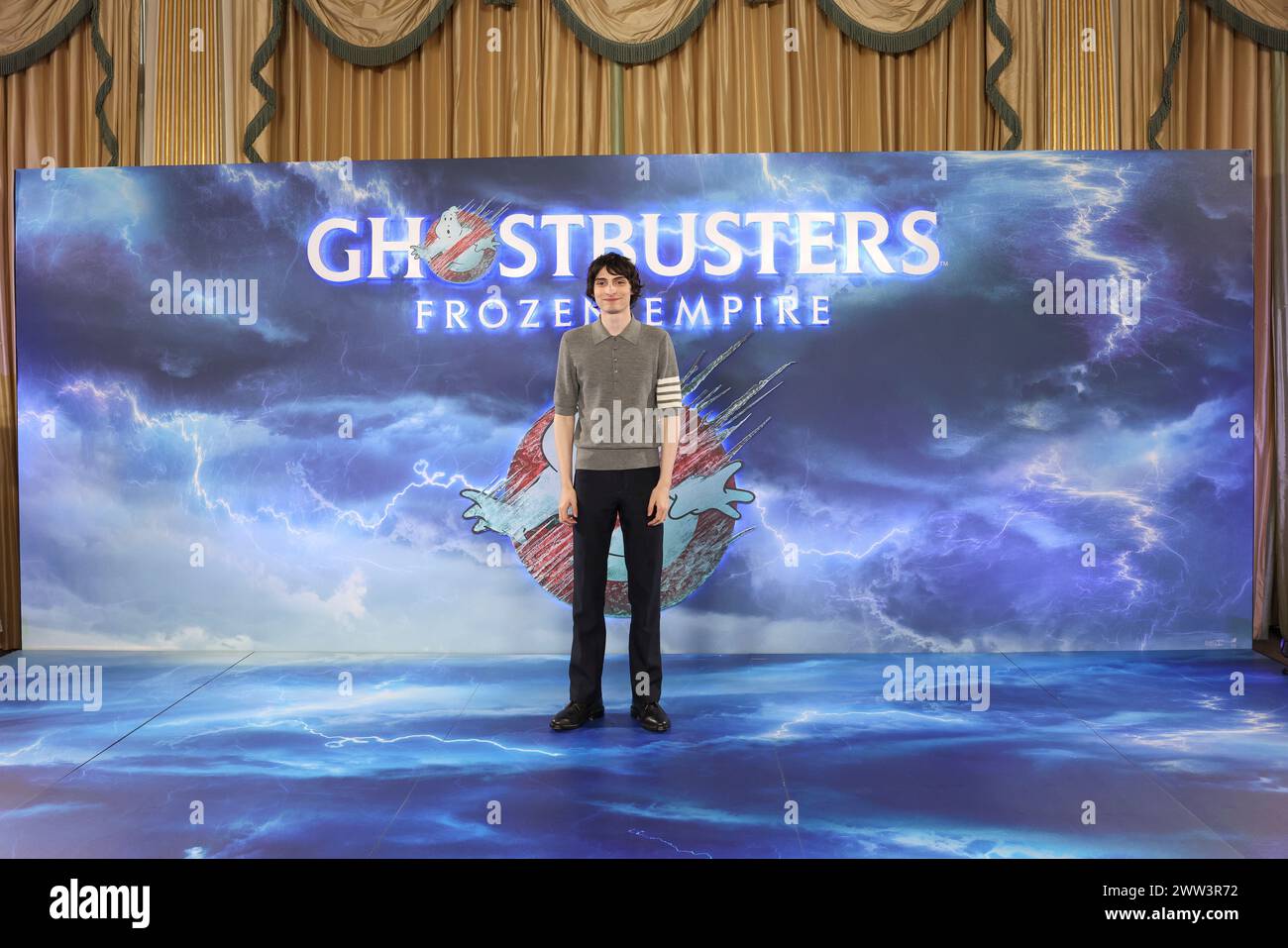 Finn Wolfhard poses for photographers at the photo call for the film ...
