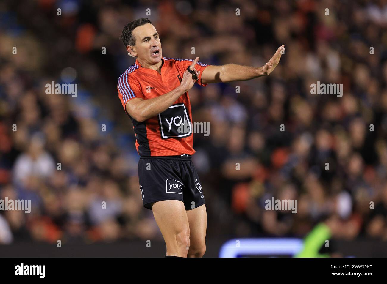 Sydney, Australia. 21st Mar, 2024. Referee Gerard Sutton signals during ...