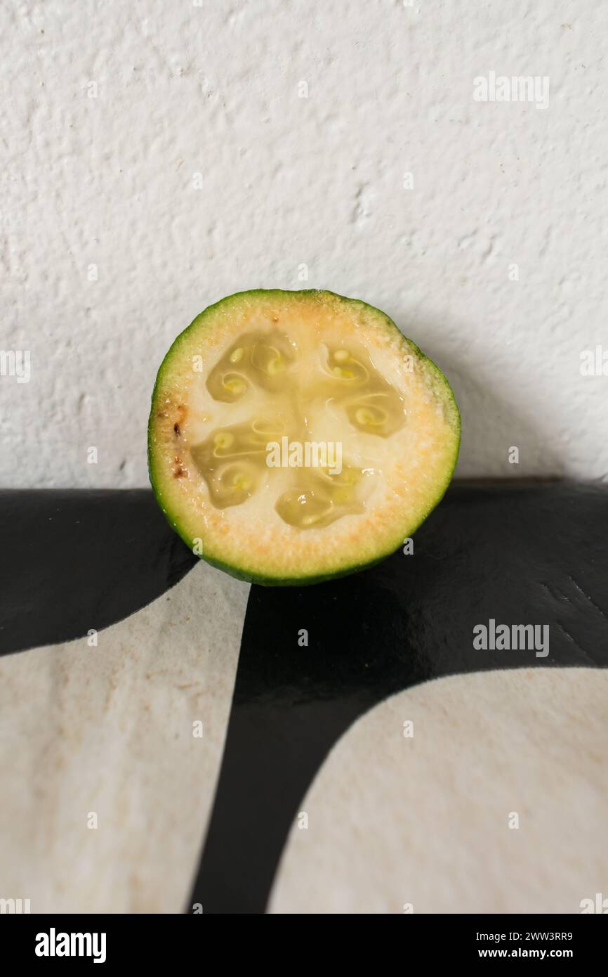 Feijoa sellowiana, aka Pineapple guava, a view from inside the fruit ...