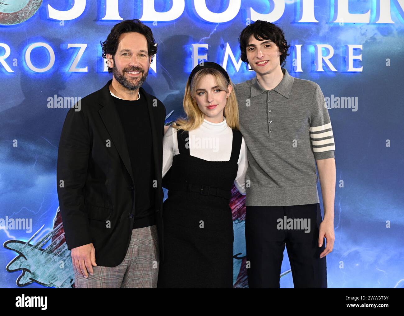 London, UK. March 21st, 2024. Paul Rudd, Finn Wolfhard and McKenna ...