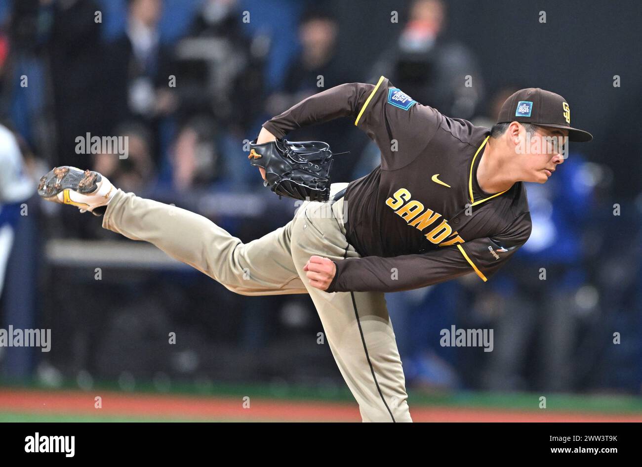 Yuki Matsui of the San Diego Padres throws a ball in the 8th inning of ...