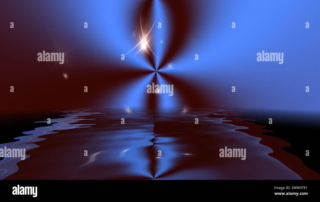 Colorful particles background reflected in water Stock Photo - Alamy