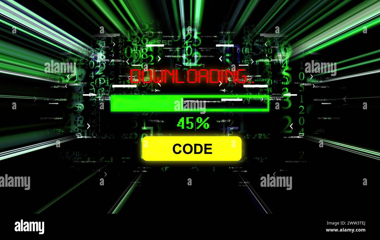 Code download progress bar on the screen Stock Photo - Alamy
