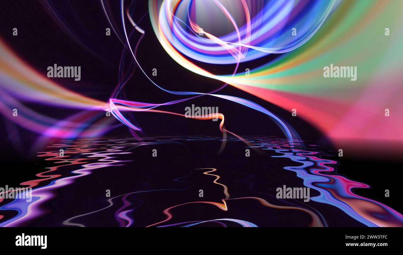Colorful strings in motion against black background Stock Photo - Alamy