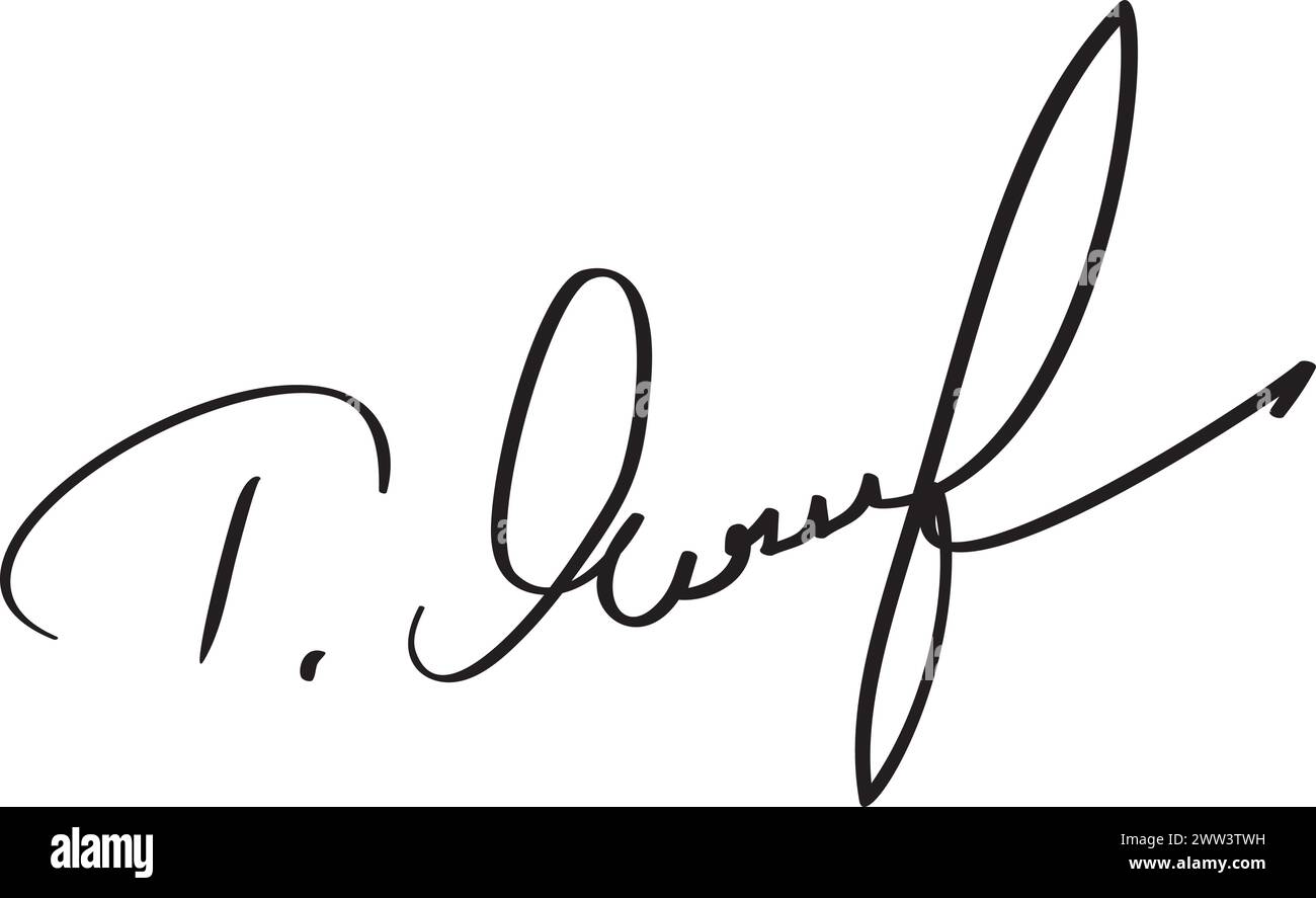 Signature for documents on white background. Hand drawn business ...