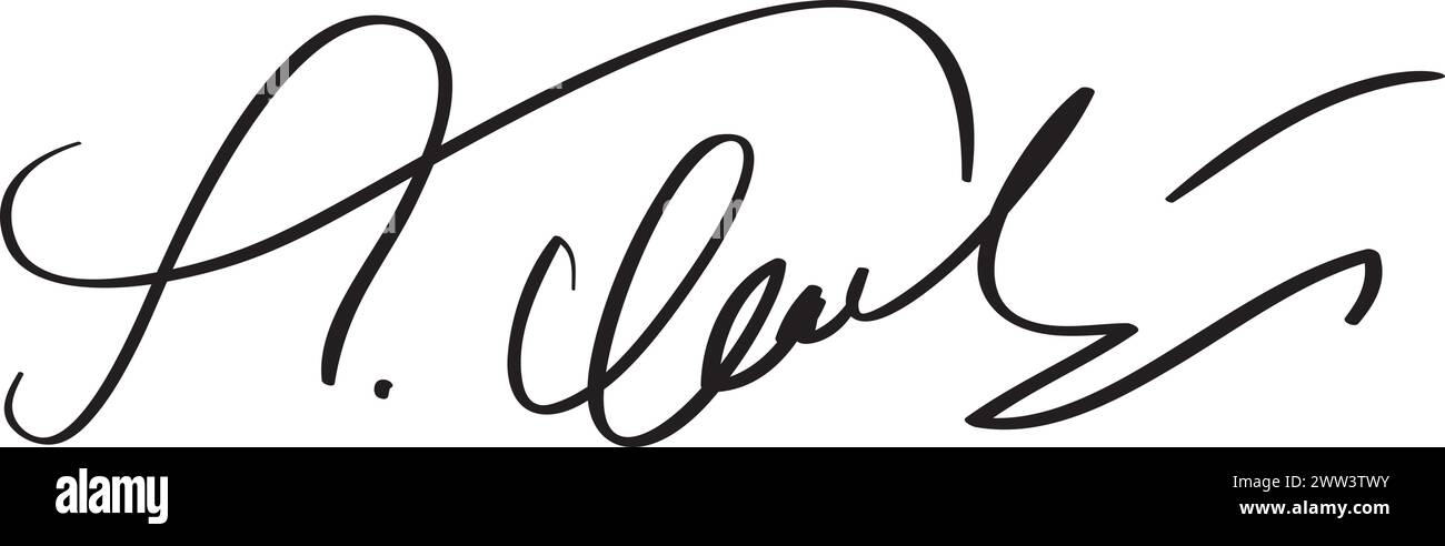 Manual signature for documents on white background. Hand drawn ...