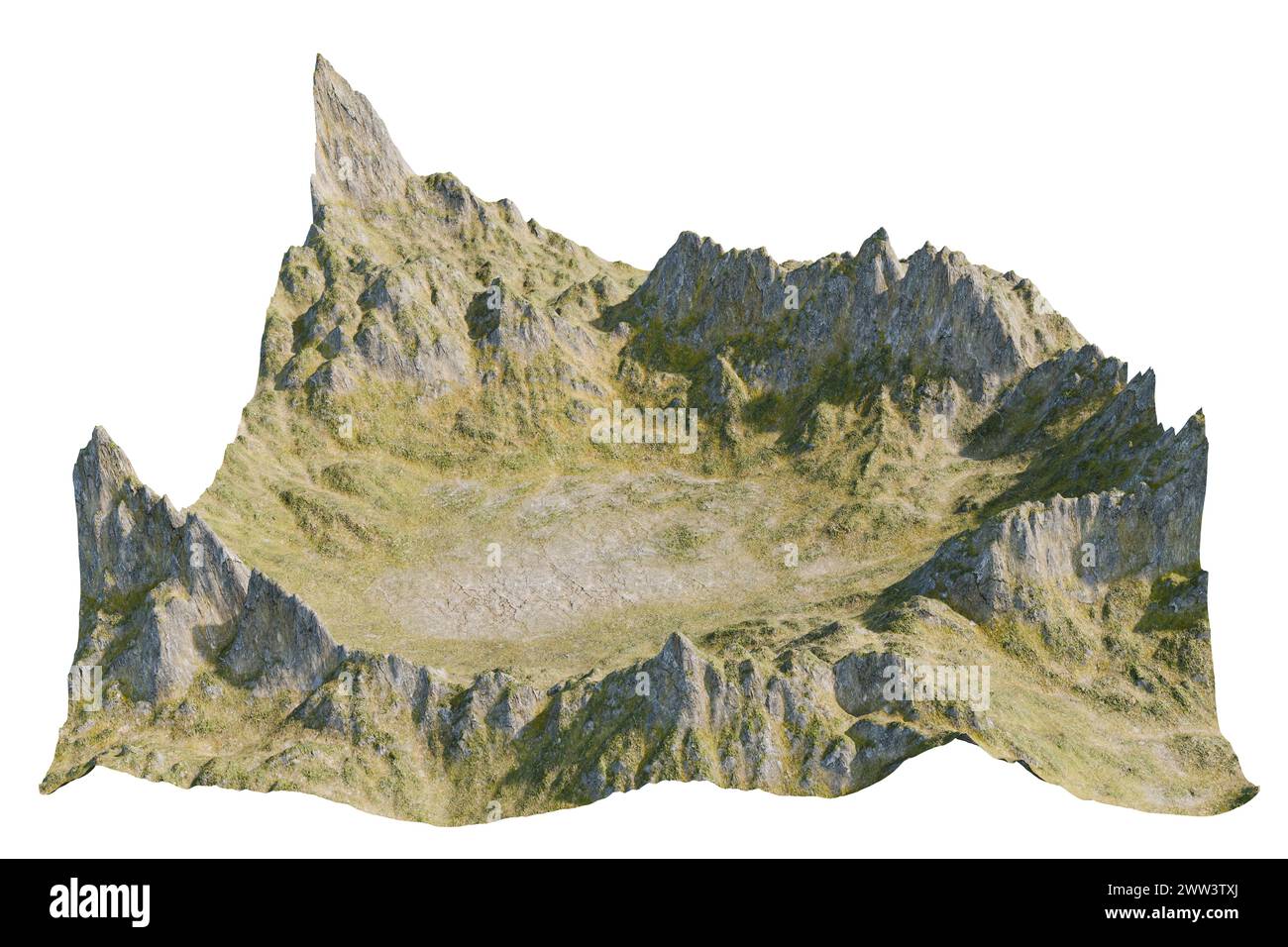 3D rendering landscape of the mountain isolated on a white background ...