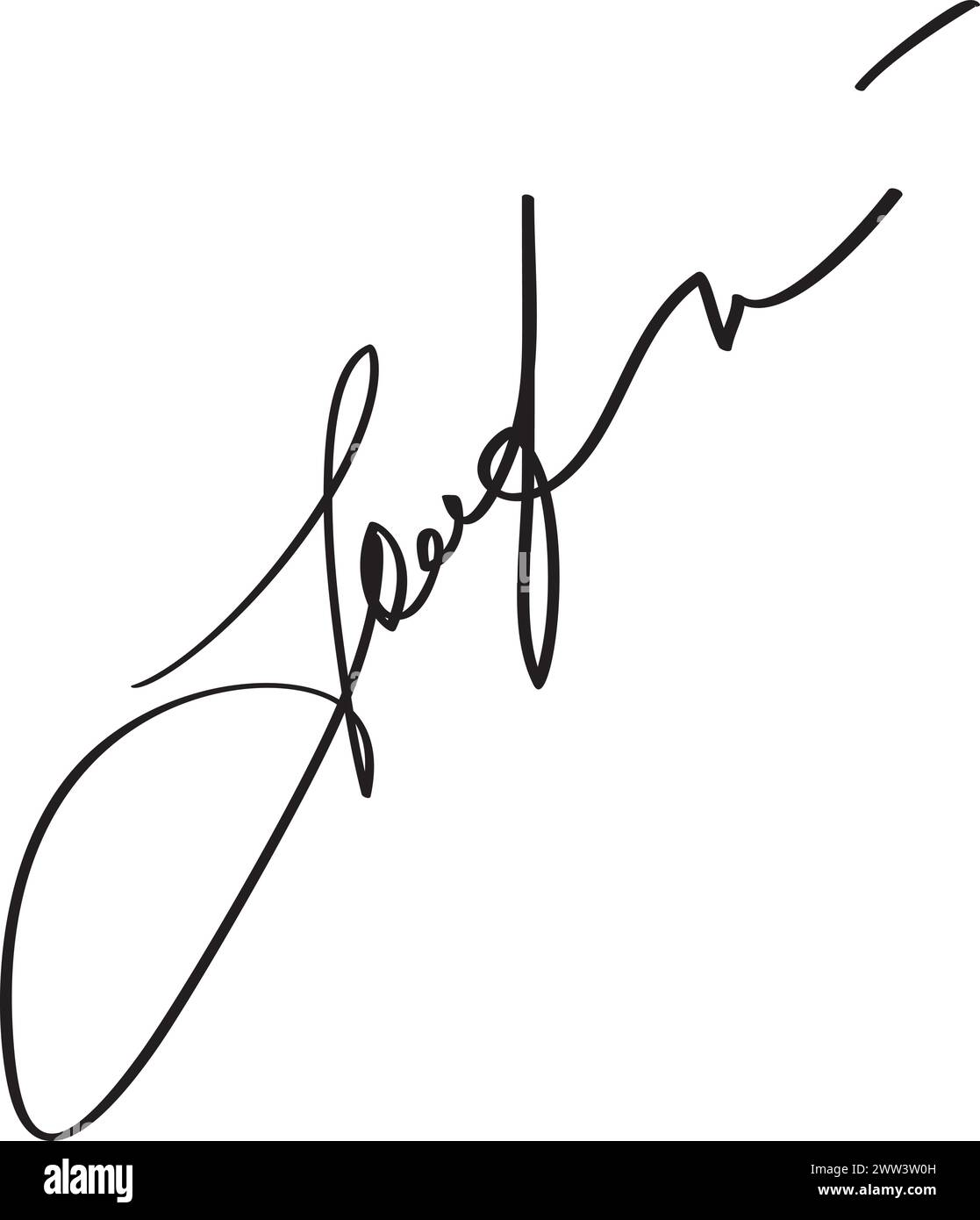 Signature for documents on white background. Hand drawn business ...