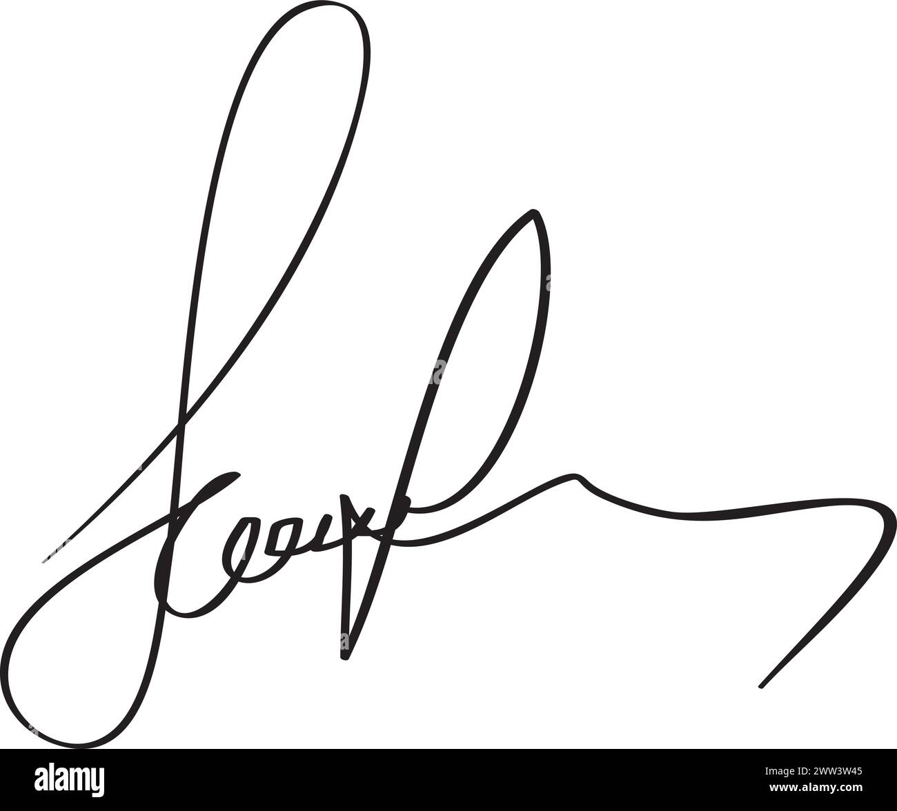 Manual signature for documents on white background. Hand drawn ...