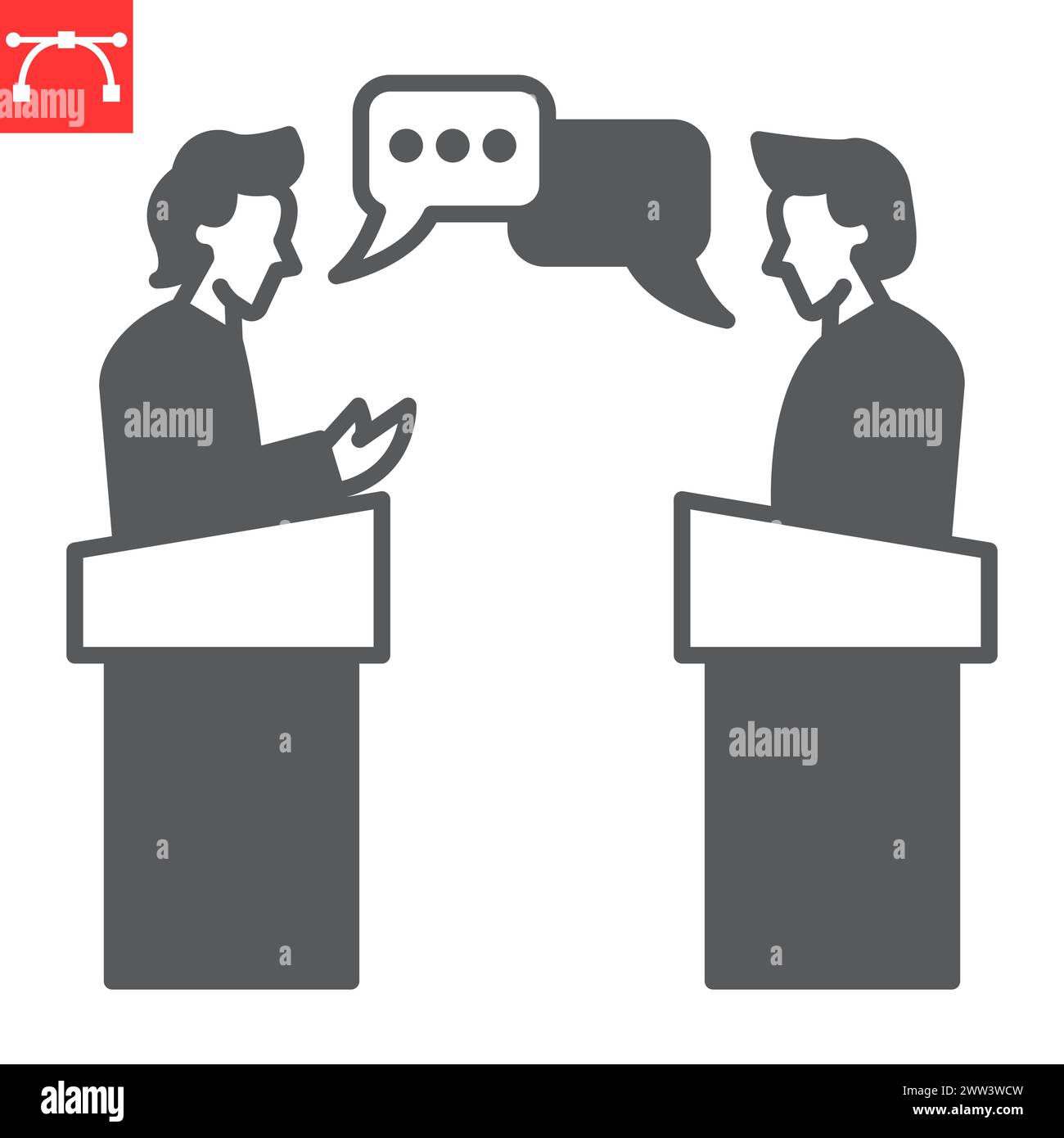 Debate line icon, election and political, accusation vector icon ...