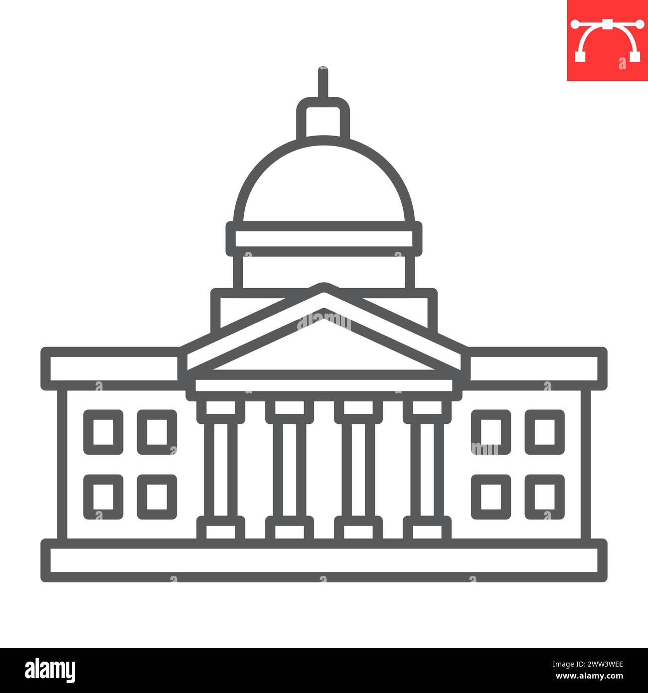 Congress line icon, election and political, government building vector ...