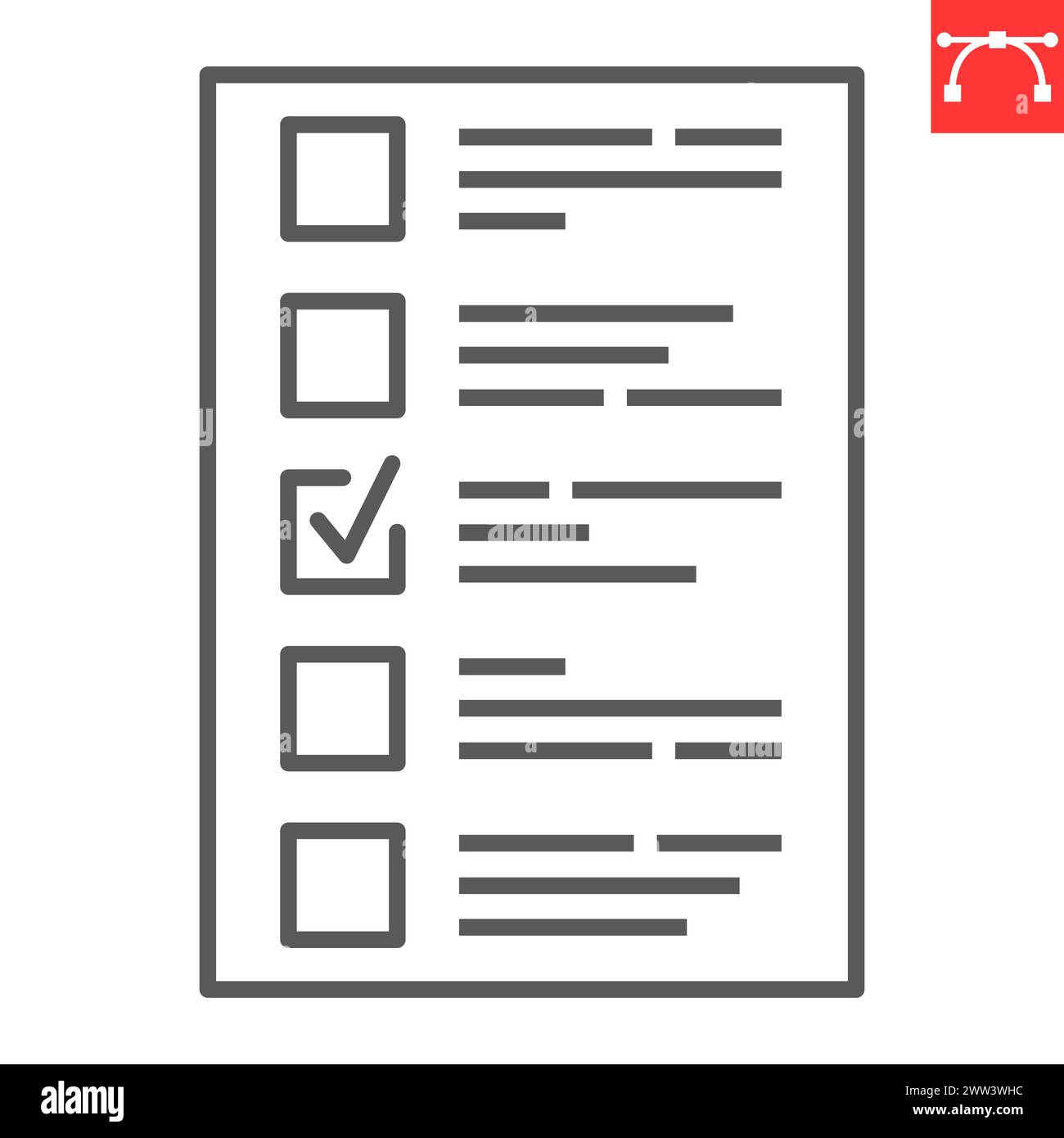Ballot paper line icon, election and politician, voting check vector ...