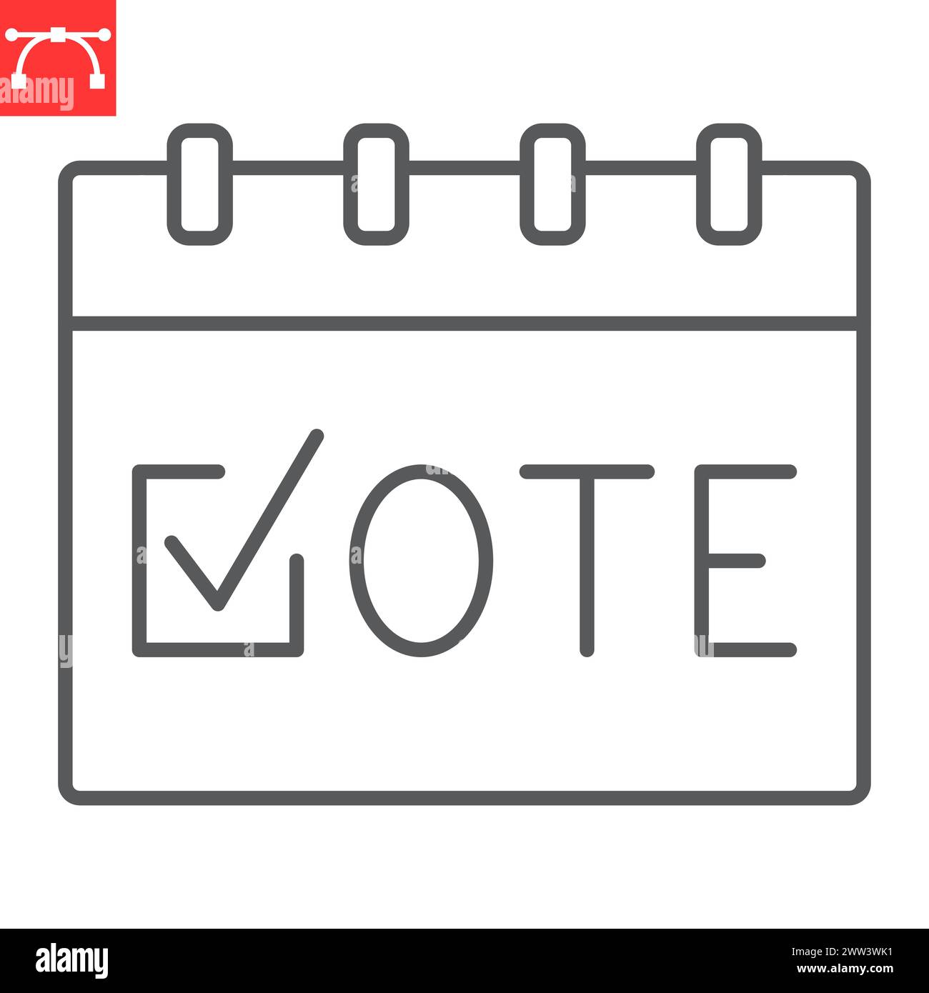 Election day line icon, election and politician, vote mark vector icon ...