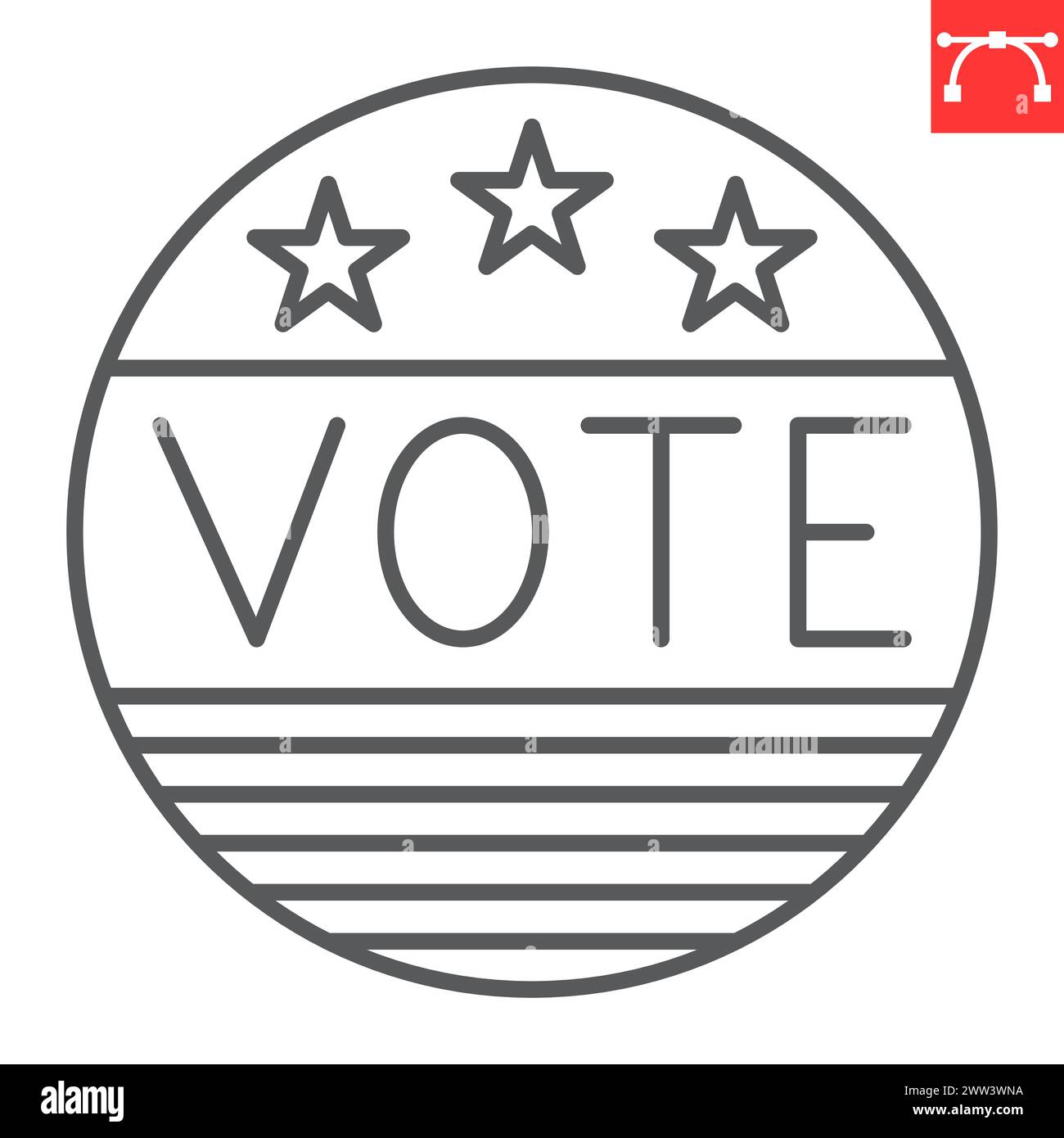 Vote badge line icon, election and politician, vote mark vector icon ...