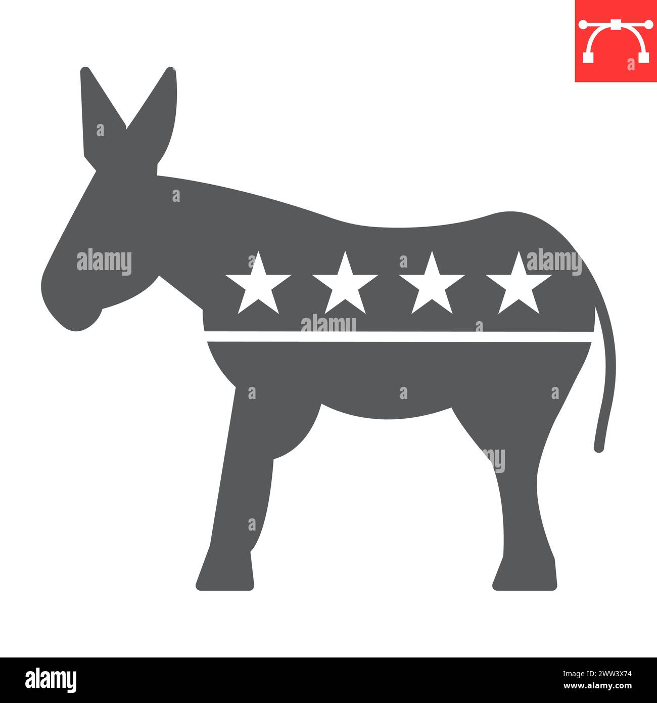 Democratic donkey glyph icon, election and politician, democratic ...