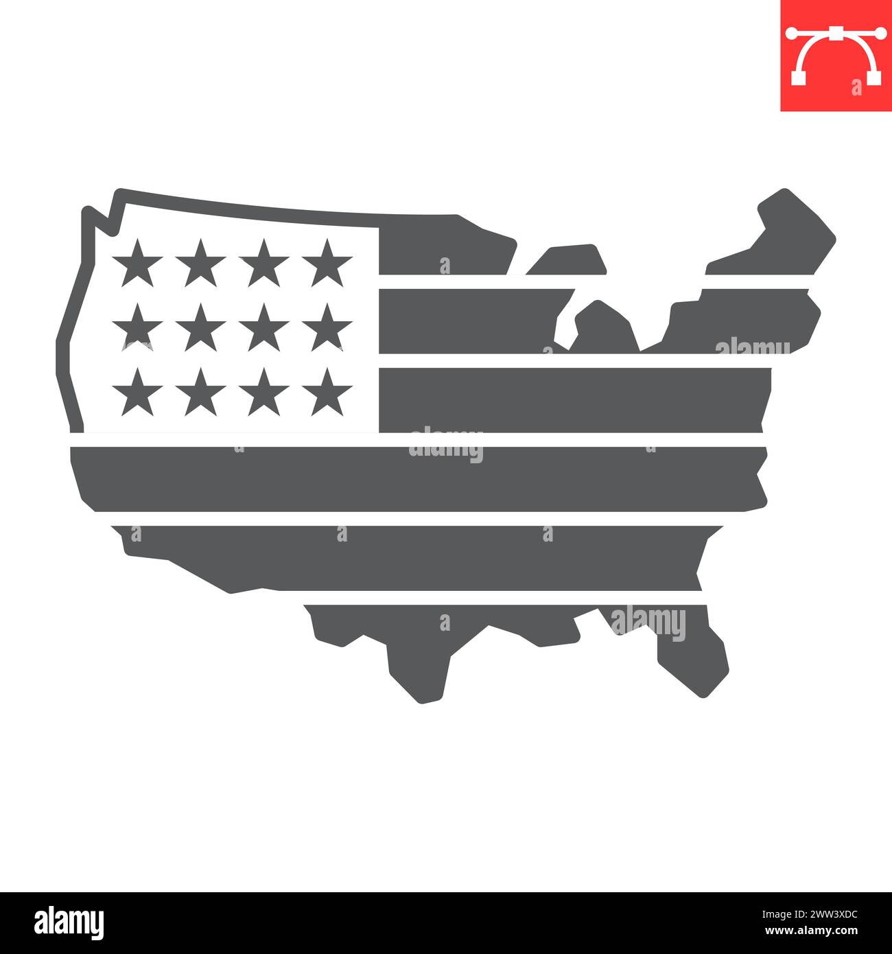 USA map glyph icon, election and geography, country America vector icon ...