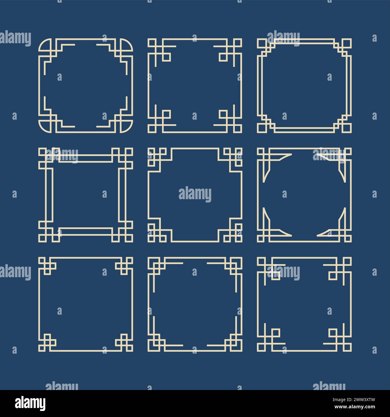 Decorative frames in chinese style, ethnic asian banners with ornament ...