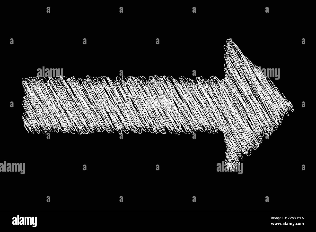 Arrow direction. Big arrow doodle. Arrow scribble. Hatched arrow on ...