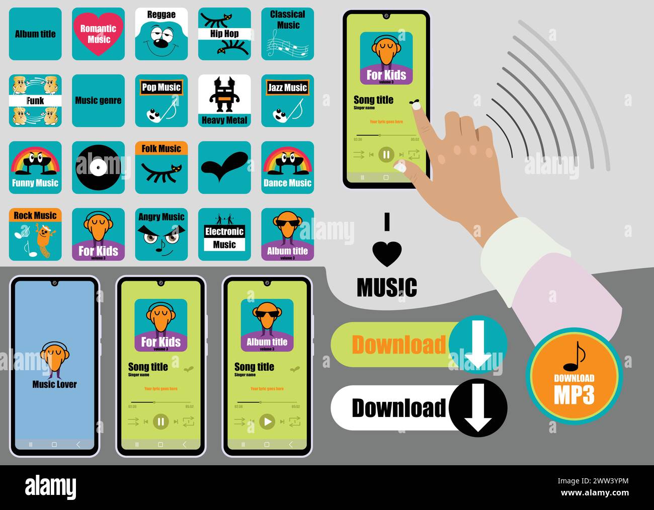 Music Player Interface In Mobile Phone Stock Vector Image And Art Alamy