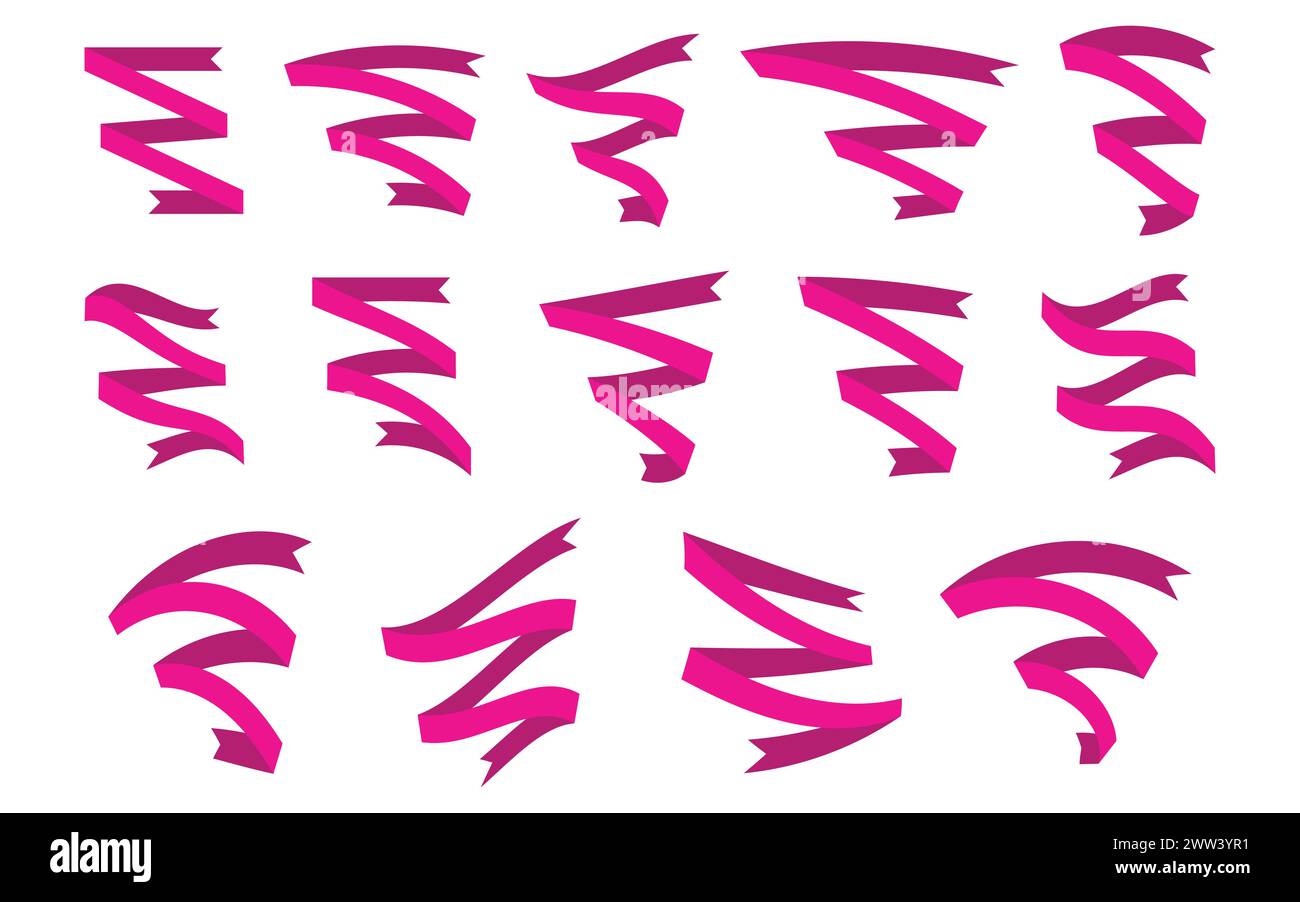 Set of pink curved ribbons Stock Vector Image & Art - Alamy
