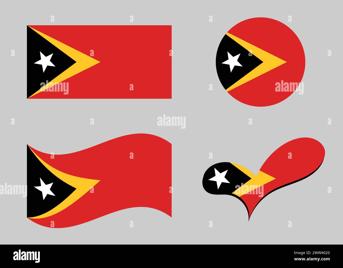 East Timor flag. Flag of East Timor in heart shape. East Timor flag in ...