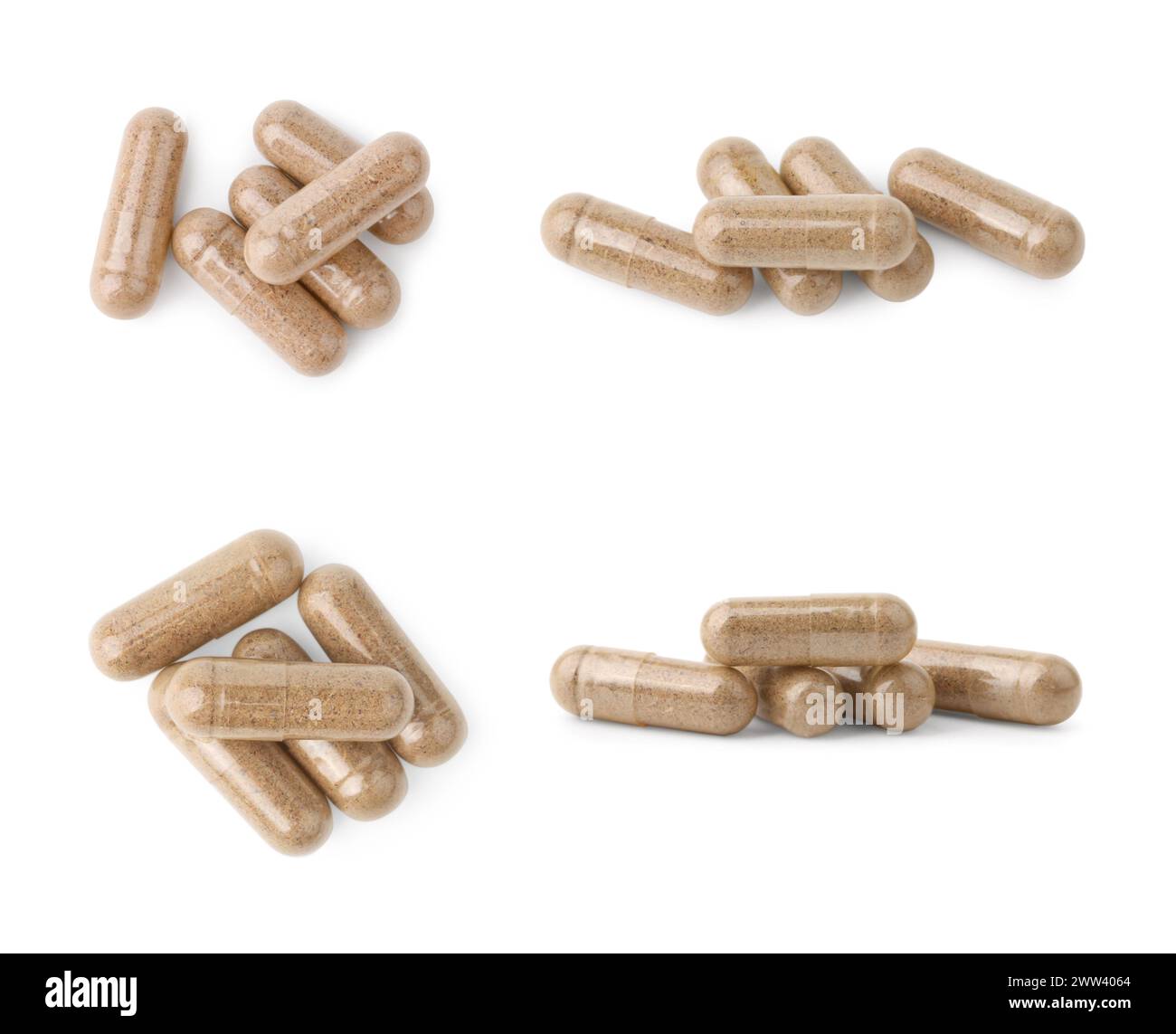 Collage of vitamin pills isolated on white Stock Photo - Alamy