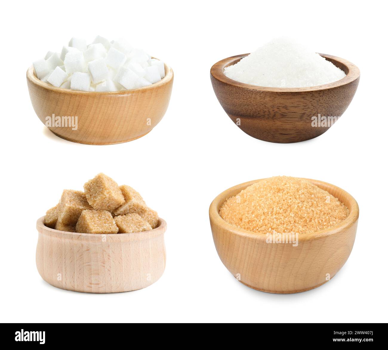 Different types of sugar isolated on white, set Stock Photo - Alamy