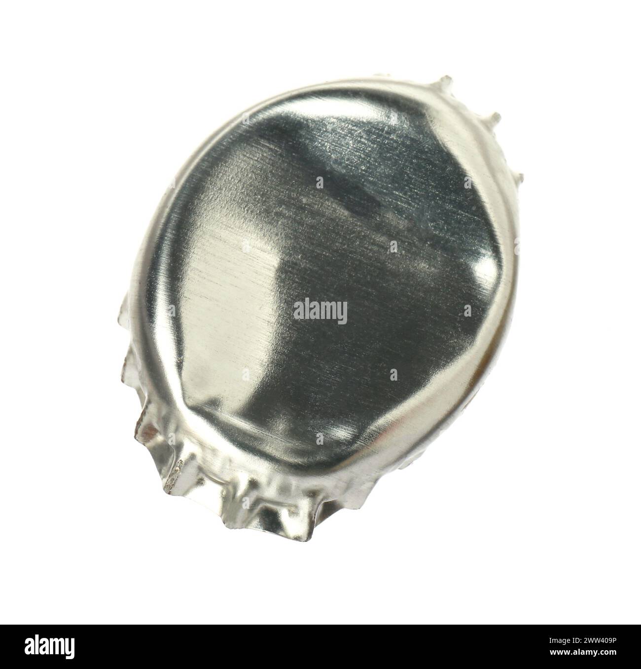 One silver beer bottle cap isolated on white Stock Photo - Alamy