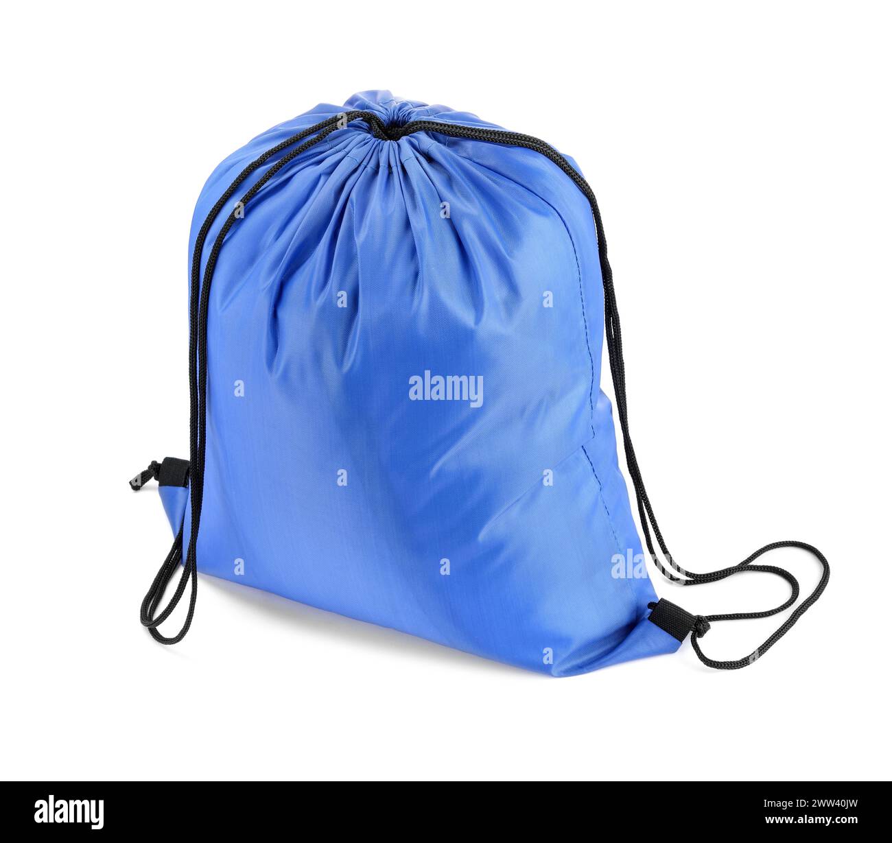 One blue drawstring bag isolated on white Stock Photo - Alamy
